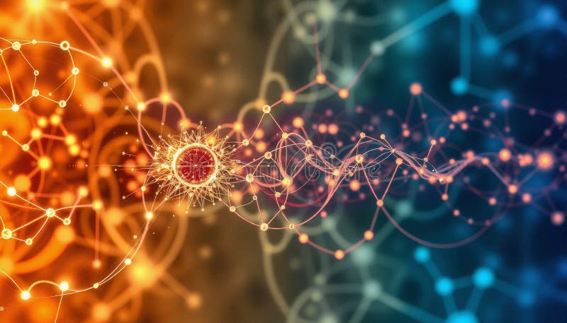 Molecular Network with Glowing Node Stock Image - Image of neuron ...