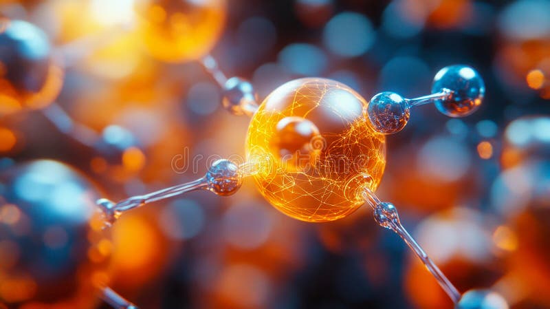 Molecular Network with Glowing Orange and Blue Spheres Stock Image ...