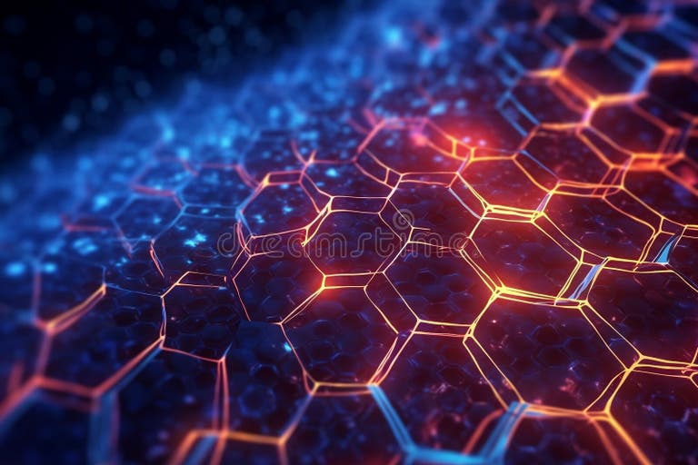 Molecular Network in Hexagonal Nano Grid. Generative AI Stock ...