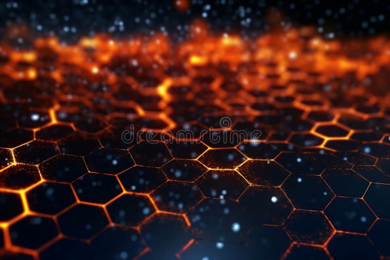 Molecular Network in Hexagonal Nano Grid. Generative AI Stock Illustration - Illustration of ...