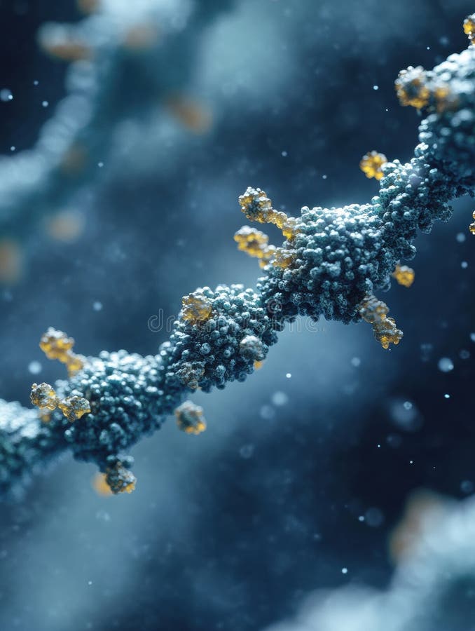 Molecular RNA Chain with Surrounding Viruses Illustrating Complex ...