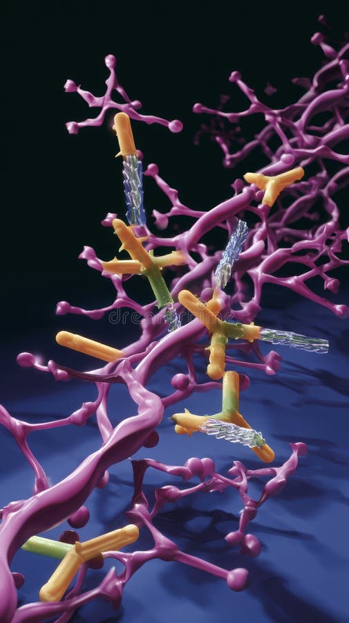 Molecular Scene Depicting Cellular Processes with Proteins Interacting ...