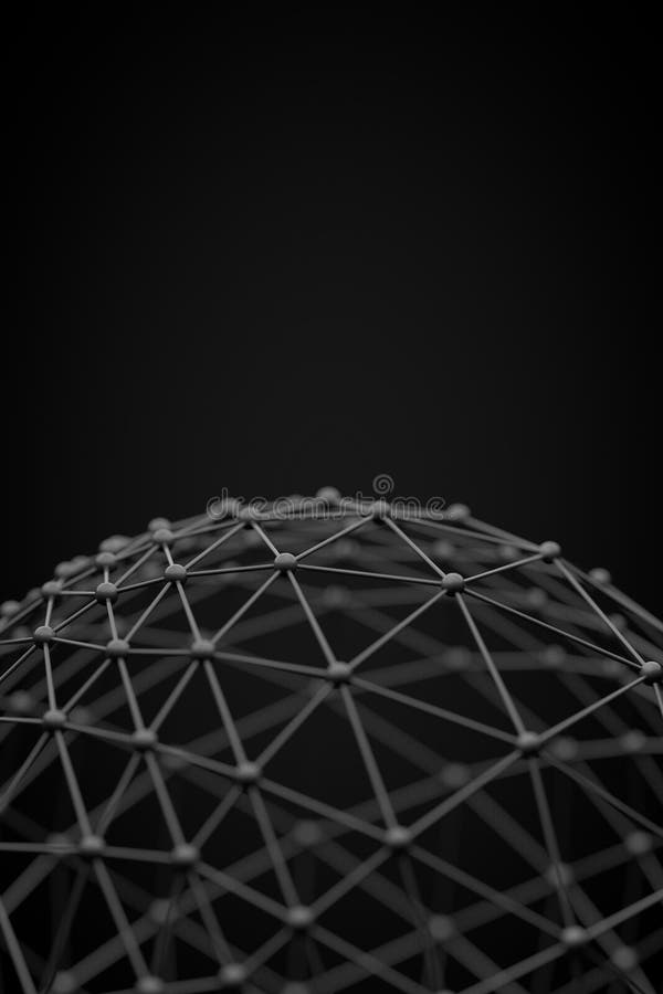 Molecular Sphere on Dark Background 3d Rendering Stock Illustration ...