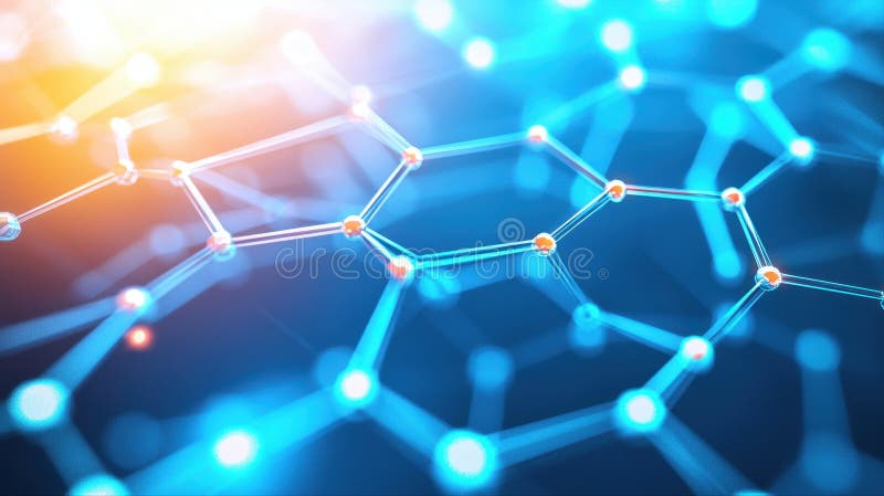 Molecular Structure Against a Blue Background Representing Scientific ...