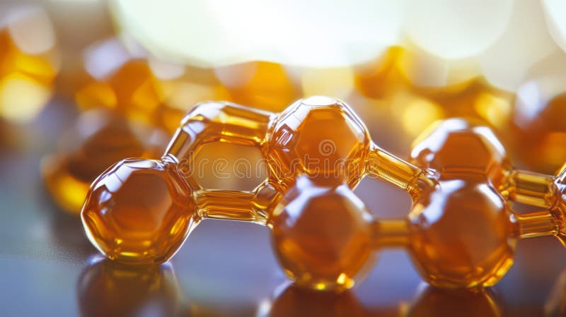 Molecular Structure of Amber Resin Displayed on a Reflective Surface ...