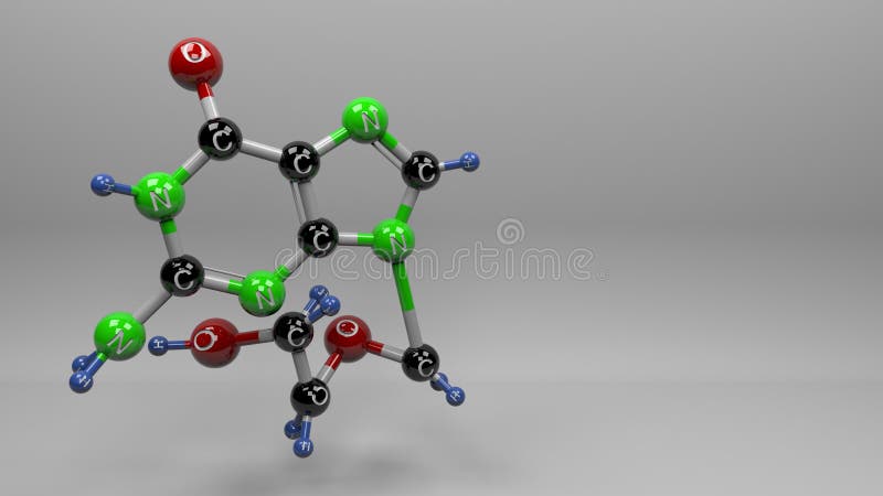 Acyclovir Molecule 3D Illustration. Stock Illustration - Illustration ...