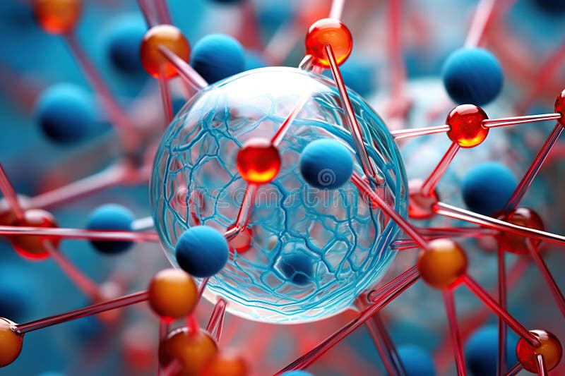 Molecular Structure of the Atom. 3d Render Illustration. Generative AI ...