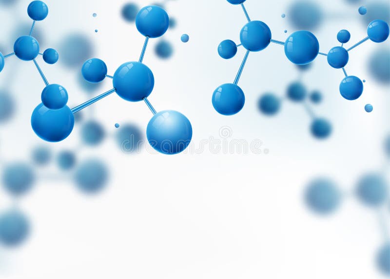Molecular Structure. Atoms. Molecule Background with Blue Spherical ...