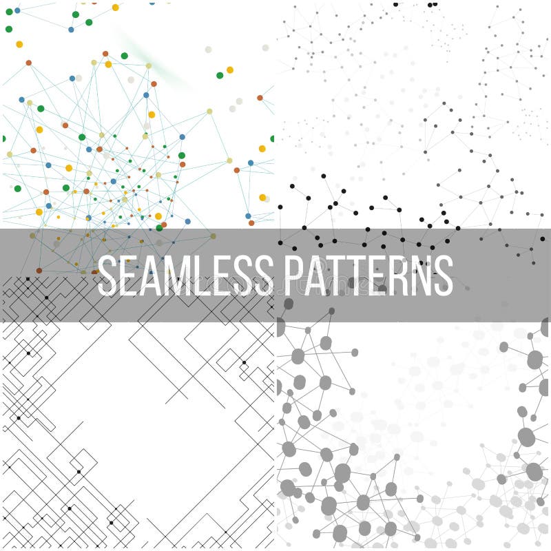 Vector Science Molecules Textures 8 Set Seamless Stock Vector ...