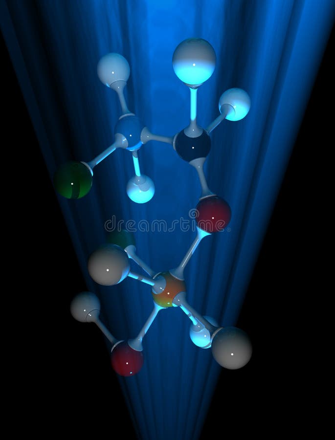 Molecular Structure in Blue Light Rays Stock Illustration ...