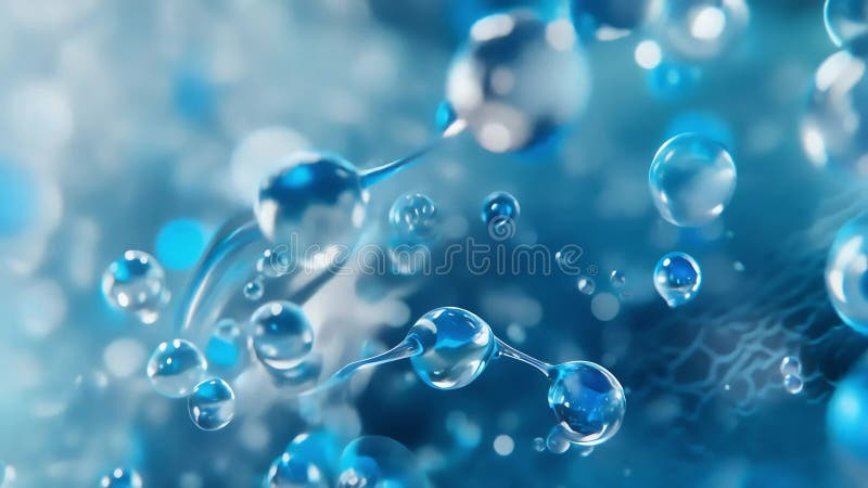 Molecular Structure in Blue Liquid Environment with Ai Generated. Stock ...