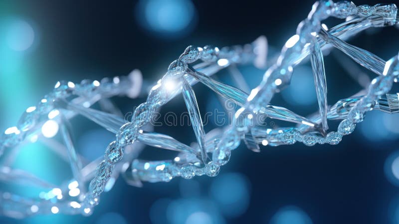 Molecular Structure. Blue Water Molecules. DNA Strand from Clear Water ...