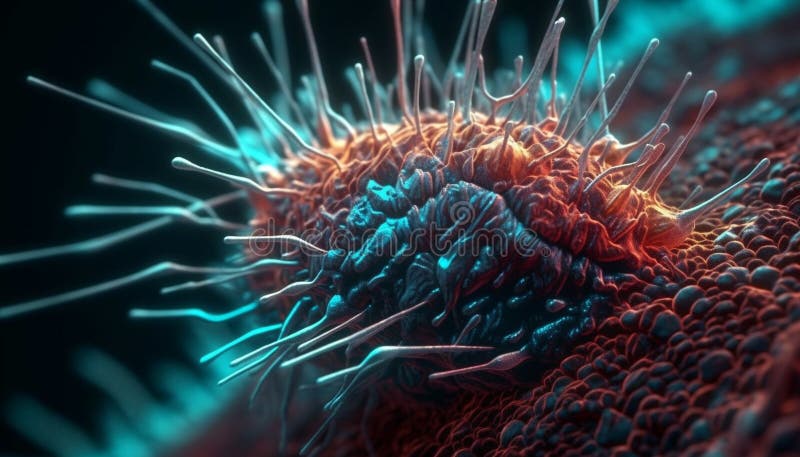 Molecular Structure of Cancer Cell on High Scale Generated by AI Stock ...