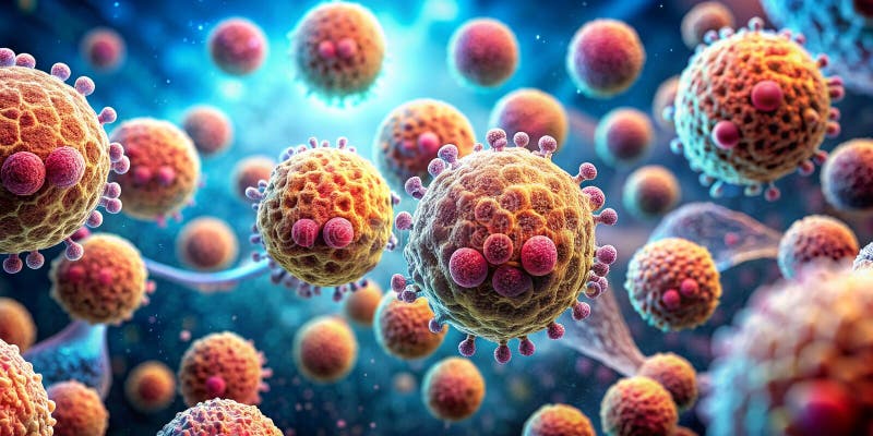 Molecular Structure of Cancer Cells Under Microscope Realistic Macro ...