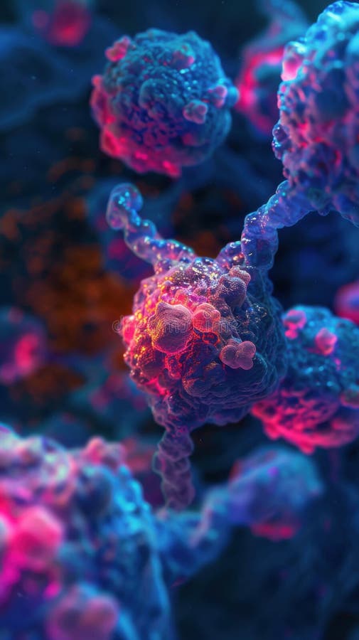 Molecular Structure of Cancer Cells Under Microscope, Realistic Macro ...