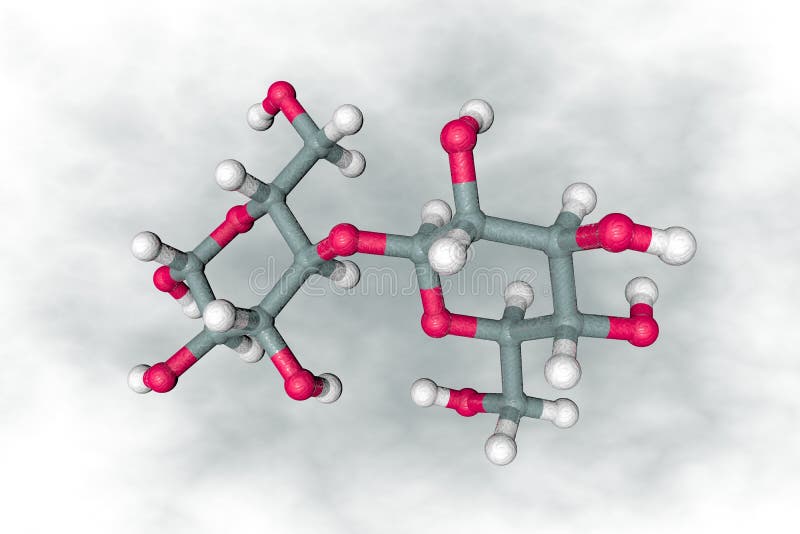 Molecular Structure of Cellobiose. Atoms are Represented As Spheres ...