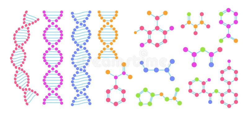 Molecular Structure Chemical Atom Flat Cartoon Set Stock Vector ...