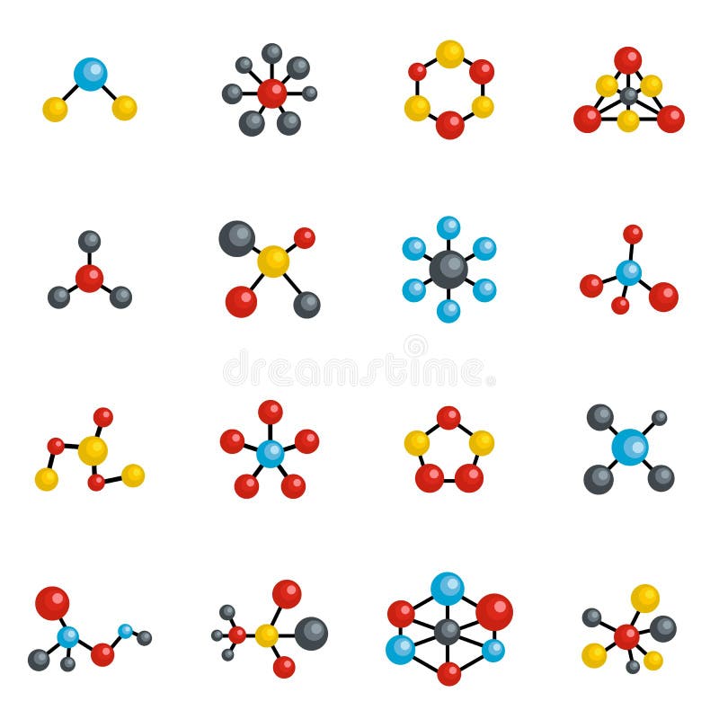 Molecular Structure Chemical Icons Set Vector Isolated Stock Vector ...