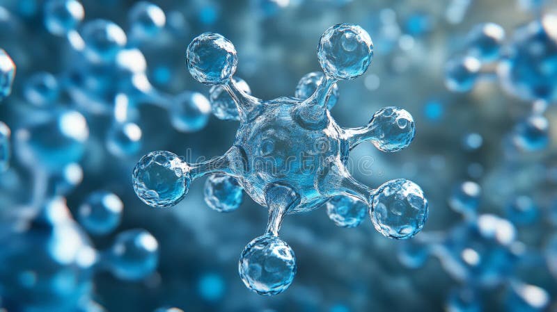 Molecular Structure Close-up Illustration in Blue Hues Stock ...