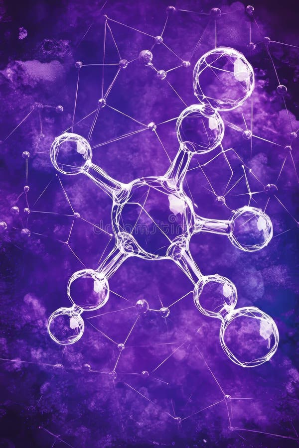 Molecular Structure, Connected Spheres on Purple Background, Science ...