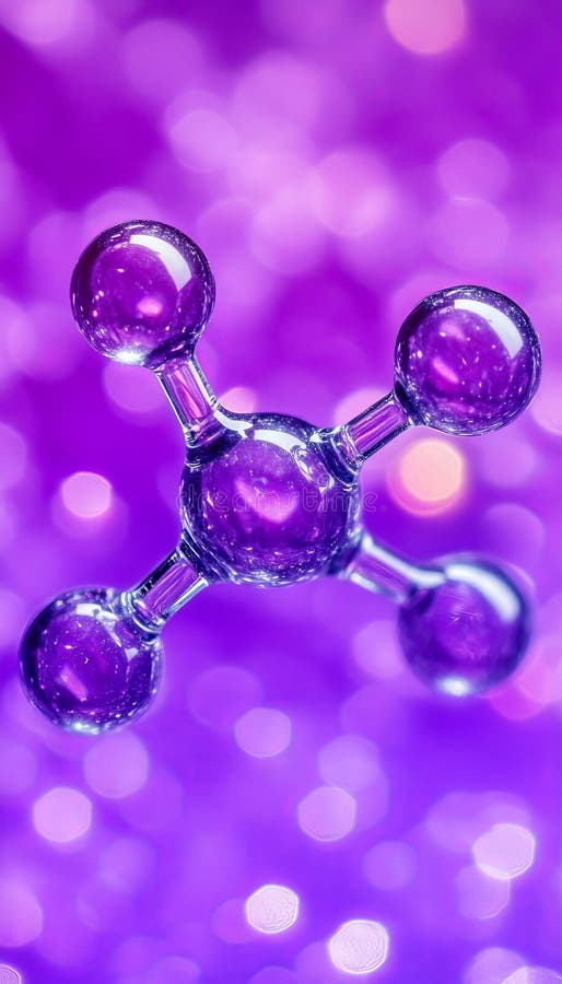 Molecular Structure, Connected Spheres on Purple Background. Scientific ...