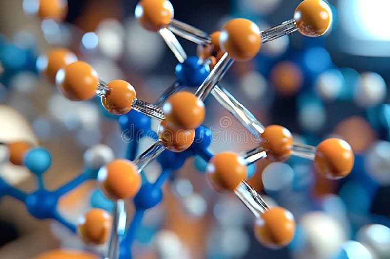 Molecular Structure Connecting Orange and Blue Spheres Representing ...