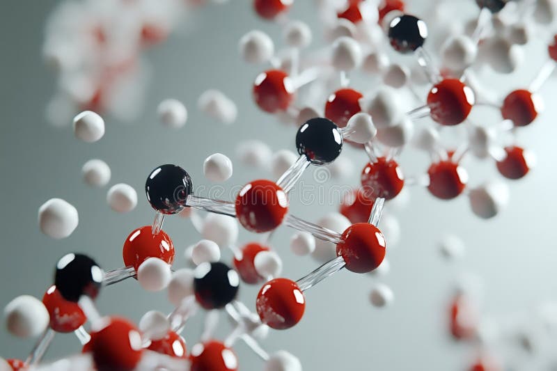 Molecular Structure Connecting Red and Black Spheres with Transparent ...