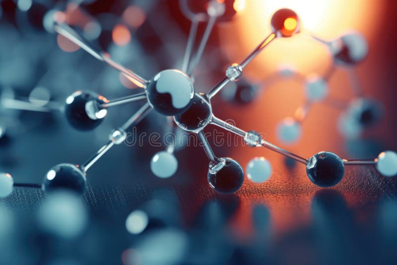 Molecular Structure with Connections between Atoms. Generative AI Stock ...