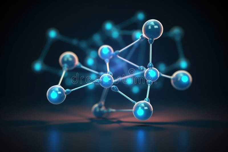 Molecular Structure with Connections between Atoms. Generative AI Stock ...