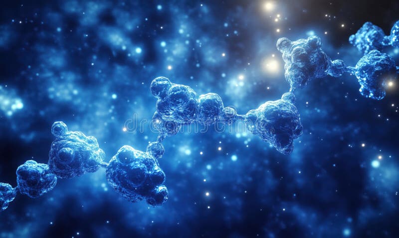 Molecular Structure in Cosmic Environment with Glowing Blue Particles ...