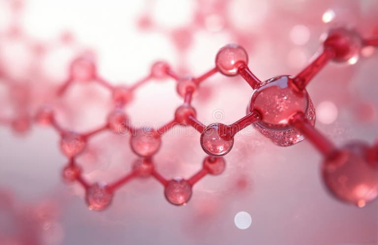 Molecular Structure 3D Render, Interconnected Red Molecules Depict ...