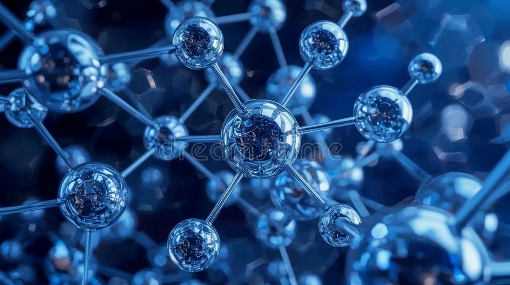 Molecular Structure Demonstrating Interconnected Atoms in a Blue-toned ...