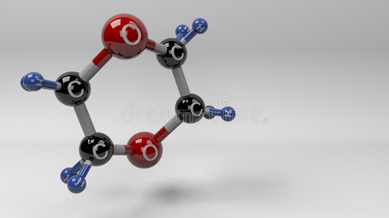 Dioxane Molecule 3D Illustration. Stock Illustration - Illustration of ...