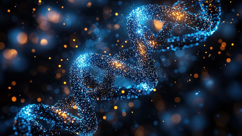 Abstract Rendering Showing a Stylized DNA Double Helix with a Blue and ...