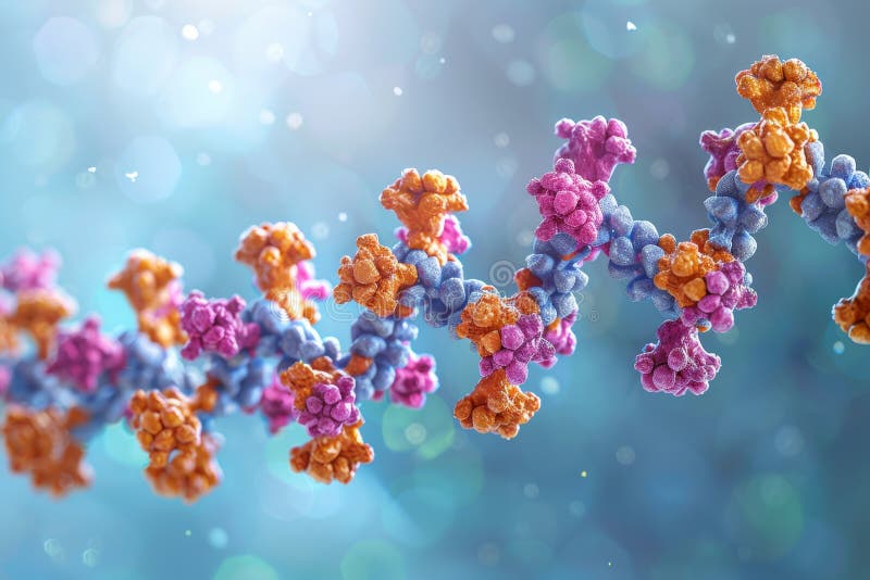 Molecular Structure Of Dna With Colorful Nucleotides Against A Soft Background Stock Image