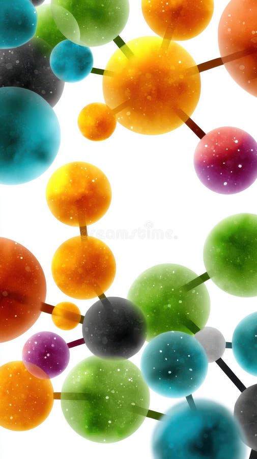 Molecular Structure Featuring Connected Spheres of Multiple Colors on a ...