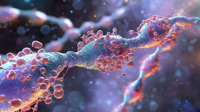 Molecular Structure Featuring DNA Strands with Protein Interactions ...