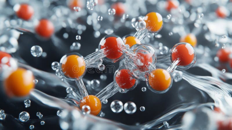 Molecular Structure Floating in Liquid Water Stock Illustration ...