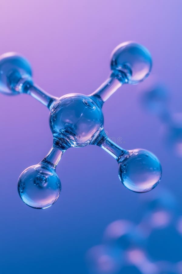 Molecular Structure, a Glass Model of a Molecule on a Purple-Blue ...