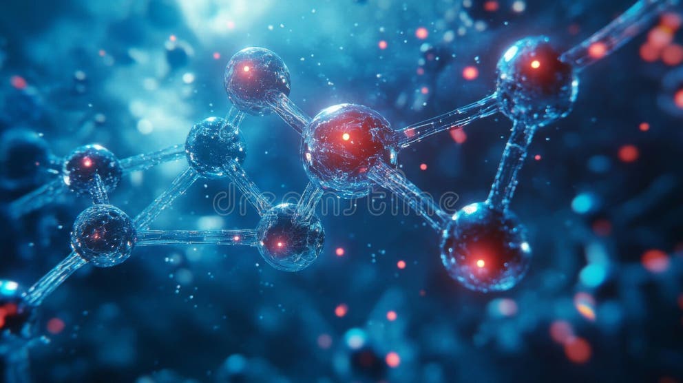 Molecular Structure Glowing Atoms Connected by Bonds Stock Illustration ...