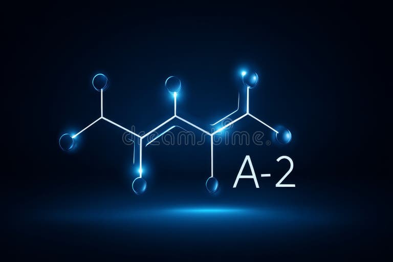 Molecular Structure A2 Glowing Blue Illustration of a Molecular ...