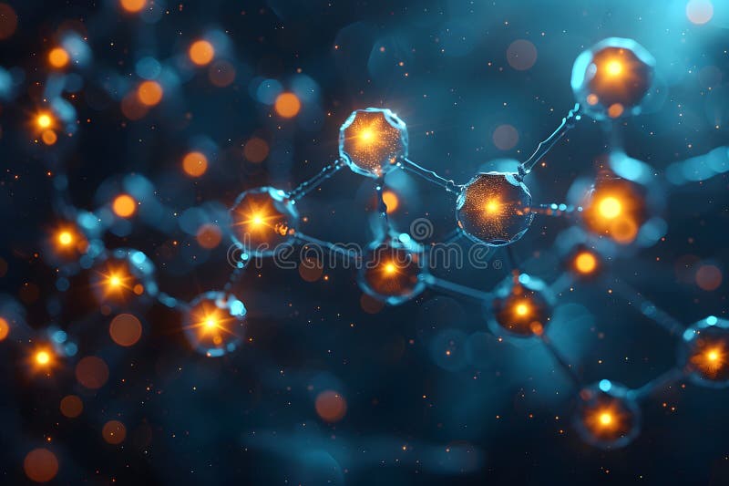 Molecular Structure with Glowing Connections for Scientific and ...