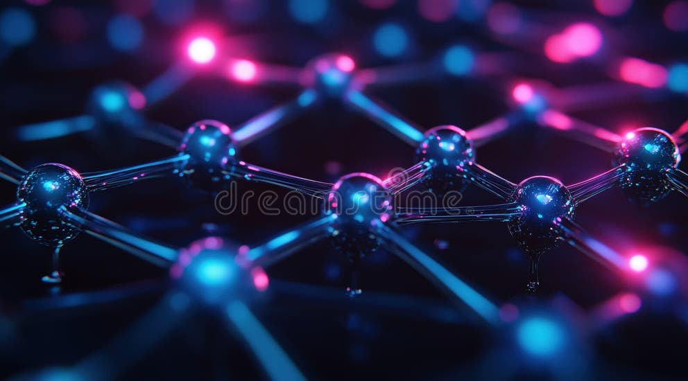 Molecular Structure with Glowing Nodes and Connections. Visualizing ...