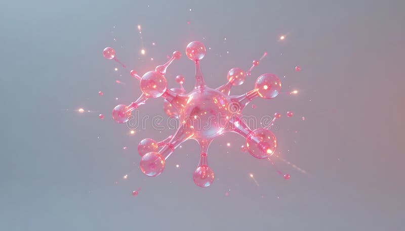Molecular Structure with Glowing Spheres and Pink Hue for Science ...