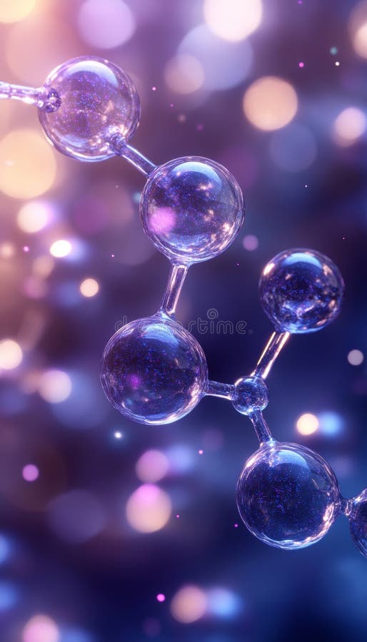 Molecular Structure Glowing Spheres on a Vibrant Purple, Blue ...