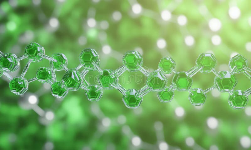 Molecular Structure with Green Hexagonal Shapes, Interconnected by ...