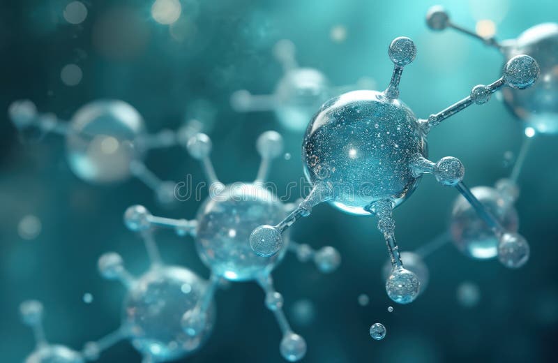 Molecular Structure H2O for Eco Energy Research Concept. Hydrogen ...