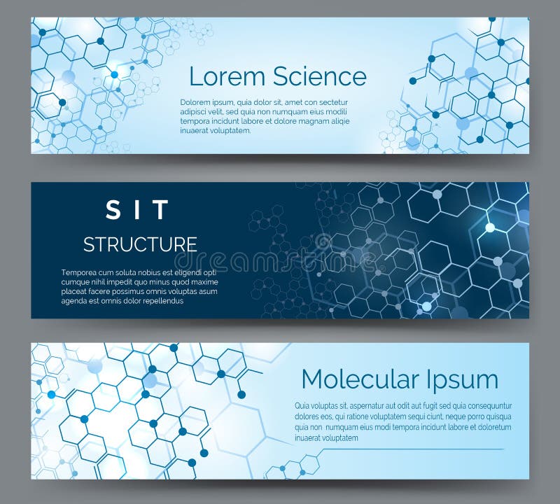Molecular Structure Horizontal Banners Stock Vector - Illustration of ...