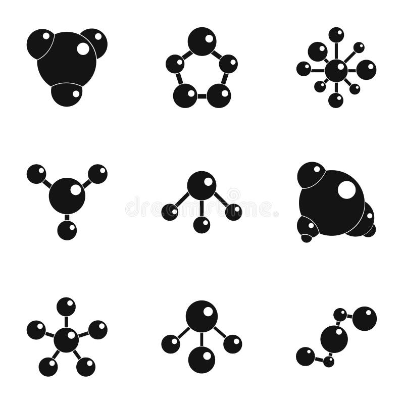 Molecular Structure Icons Set, Simple Style Stock Vector - Illustration ...