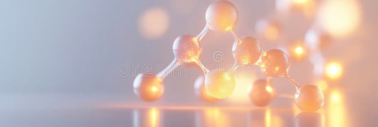 Molecular Structure Illuminated with Glowing Particles, Showcasing ...